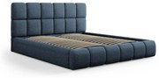 Tmavě modrá čalouněná dvoulůžková postel s úložným prostorem s roštem 200x200 cm Bellis – Micadoni Home