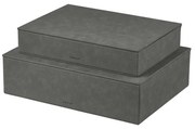 Antracitové úložné boxy v sadě 2 ks s víkem/dekorativní z umělé kůže 40x30x11 cm Sahla – Blomus