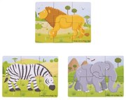 Bigjigs Toys Puzzle 3v1 safari zvířátka