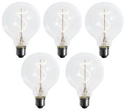 Sada 5 ks Stmívatelná LED spirálová žárovka E27 s vláknem G95 4W 270lm 2700K