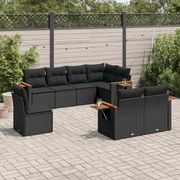 8dílná zahradní sedací souprava s poduškami černá polyratan 3259402