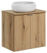 Závěsná skříňka Nova Oak Wiki II s deskou a umyvadlem 60 cm dub evoke