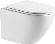 Invena Limnos, závěsná WC mísa se Swirlflush 490x370x360 mm + toaletní sedátko s pomalým zavíráním, bílá, INV-CE-93-001-L