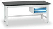 Profesionální dílenský stůl BL, 2 zásuvky, deska MDF + PVC, 2100x750 mm