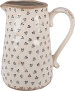 Béžový keramický džbán se srdíčky Hearti L antik - 21*15*23 cm