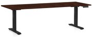 Výškově nastavitelný stůl OfficeTech D, 200 x 80 cm, černá podnož, wenge