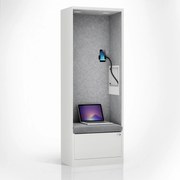 Skříň se sedákem a zónou ticha SALLY MentalBox, bílá konstrukce, šedý sedák, 1850 x 600 x 400 mm
