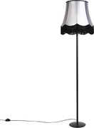 Retro stojací lampa černá se stínítkem Granny černý s šedou 45 cm - Simplo