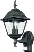 FAN LANT-ROMA/AP1A-S Venkovní nástěnné svítidlo UP ROMA černá se senzorem, 1xE27, IP44, 19,5 x 39 x 14,6 cm - FANEUROPE