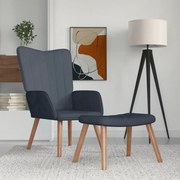 Relaxační křeslo se stoličkou tmavě šedé samet 327667