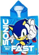 Rychleschnoucí dětské pončo - osuška s kapucí Ježek Sonic - 55 x 110 cm