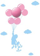 Dětské nástěnné svítidlo Balloons, 1x růžové plastové stínítko, bl