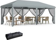 Outsunny Skládací Gazebo 6x3 m s 6 Anti-UV Moskytiérovými Stěnami a Pouzdrem pro Kempování Šedá | Aosom