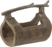 Dřevěný dekorační stojan na láhev s rukojetí - 16*14*17 cm