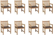 Zahradní židle 8 ks taupe podušky masivní teak 3073066