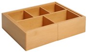 HOMCOM Úložný box Organizér box zásuvky, výsuvný organizér, bambus, přírodní, 24,6 x 17,6 x 7 cm| Aosom