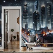 Fototapeta - Noční velkoměsto (245x170 cm)