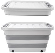 Bílo-šedý plastový úložný box s víkem 54x39x28 cm Kemp – Orion