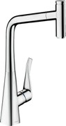 Hansgrohe M71, dřezová baterie Metris Select s výsuvnou koncovkou, sBox, EcoSmart, chromová, 73807000