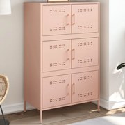 Skříň highboard růžová 68 x 39 x 113 cm ocel