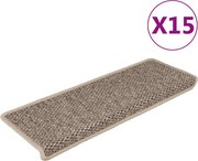 Samolepící nášlapy na schody vzhled sisal 15ks 65x21x4cm béžové 326890