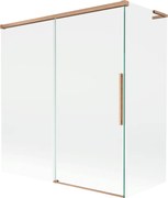 Mexen Rox, L posuvná 2-křídlová vanová zástěna 150 + 70 x 150 cm, 8mm čiré sklo, měděný matný profil, 8C9L-150-070-65-00