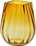 Masivní váza s čtvercovým okrajem, ryhovaná, 25,5 cm, jantarová Krosno