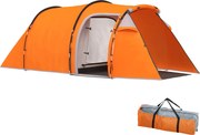 Outsunny tunelový stan pro 2–3 osoby, předsíňka a háček na lampu, voděodolnost 2000 mm, rodinný/střední stan na cestování, trekking, zahradu – oranžov