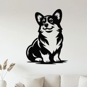 dřevo života Dřevěný obraz sedící Corgi Rozměry (cm): 30x40, Zvolte barvu dekoru: Černá