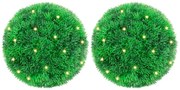Umělé buxus koule s LED světly 2 ks zelené 22 cm