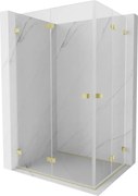 Mexen Lunar-F Duo, skládací sprchový kout 100 x 70 cm, 8mm čiré sklo, zlatý matný profil, 836-100L-070P-55-00