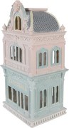 Růžovo-modrý dekorační domek cukrárna Pattiserie - 19*15*38 cm