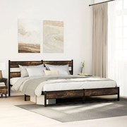 Kovový rám postele bez matrace kouřový dub 193 x 203 cm 3308488