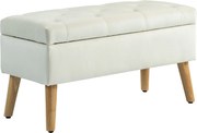 HOMCOM Úložná Lavice, Úložný Truhla, S Víkem, Sametový Efekt, Dřevěné Nohy, Nosnost až 120 kg, do Obývacího Pokoje, Ložnice, Předsíně, 80 x 35 x 40 cm