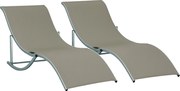 Outsunny 2dílná sada slunečních lehátek, zahradní lehátka, ergonomické textilní lehátko, hliníkové lehátko, světlá šedá 165 x 61 x 63 cm | Aosom