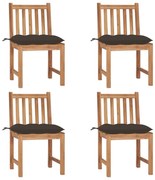Zahradní židle 4 ks s poduškami masivní teak 3073111