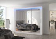 ADRK Furniture Posuvná skříň se zrcadlem a LED osvětlením CHESTER 250
