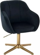 LuxuryForm DESIGN Otočná židle AVOLA VELUR na zlatém kříži - černá