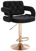 LuxuryForm DESIGN Barová židle ADRIA VELUR na zlaté kulaté podstavě - černá