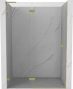 Mexen, Mexen Lunar L levé otočné sprchové dveře 130 cm, transparentní, broušené zlaté - 834L-130-000-55-00-L