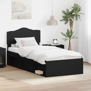 Rám postele s čelo Černá 100 x 200 cm Masivní borové dřevo 3412935