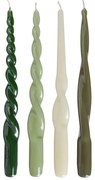 TWISTED Sada svíček 4 ks 29 cm - zelená