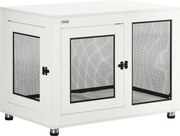 PawHut klec pro psy se stolkem, polštář, 2 dvířka, psí bouda, bouda pro psy, vnitřní box pro psy, boční stolek, bílá+černá, 94 x 60 x 71,5 cm | Aosom