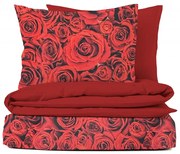 Ervi Bavlněné Saténové povlečení DELUXE DUO - Margo/červené