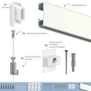 Závěsný systém na obrazy - SET Click Rail bílá přetíratelná 3m (6x perlon 6x AG