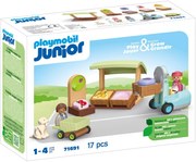 Playmobil 71691 junior: stánek s biopotravinami a vysokozdvižný vozík