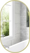 HOMCOM Oválné zrcadlo do koupelny 40x70 cm s hliníkovým rámem Dekorativní nástěnné zrcadlo Horizontální nebo vertikální pro obývací pokoj, vstup nebo