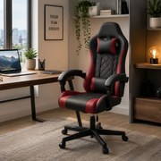 Herní a kancelářská židle k PC, černo-bordó