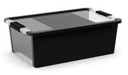 Černý plastový úložný box s víkem 55x35x19 cm Bi-Box M – KIS
