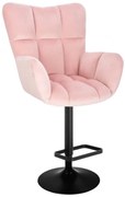 LuxuryForm DESIGN Barové křeslo AURORA VELUR na černé kulaté podstavě - světle růžové